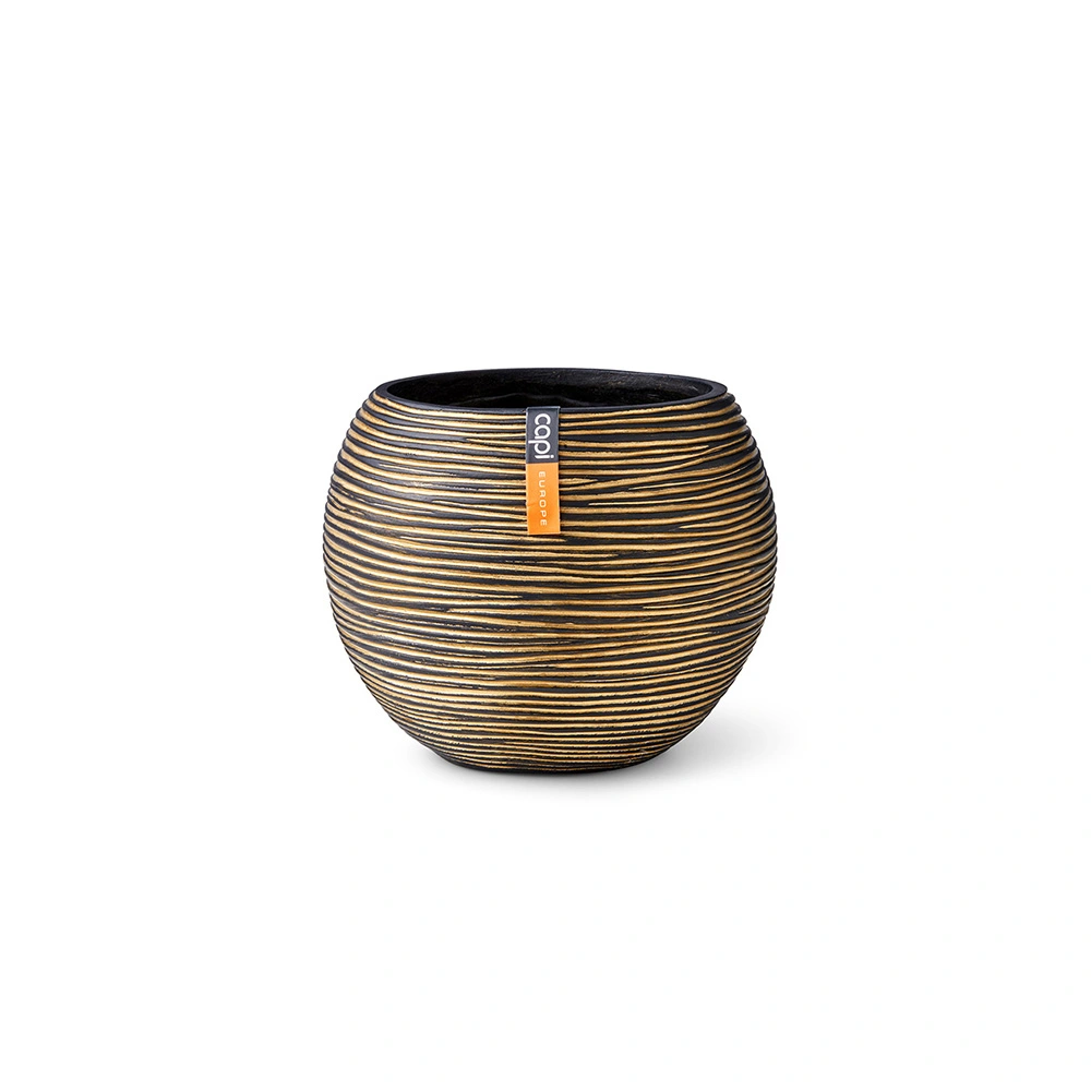 Capi Pot Bol Rib 9x8 cm - Goud Zwart | Tuincentrum De Boet