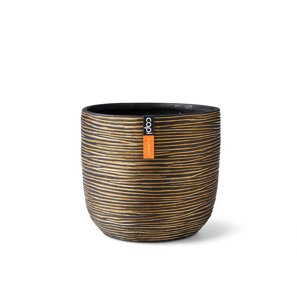 Capi Pot Bol Rib 17x15 cm - Goud Zwart | Tuincentrum De Boet
