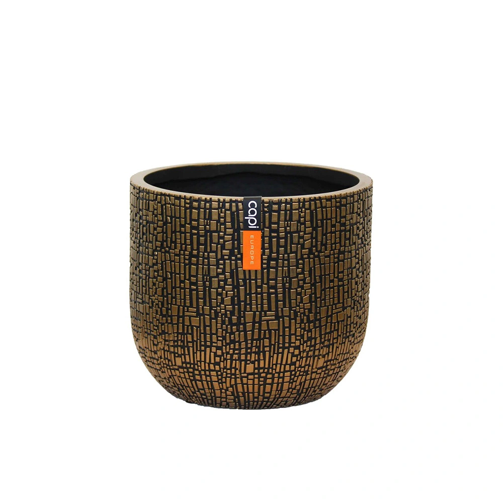 Capi Pot Bol Skin 24x21 cm - Zwart Goud | Tuincentrum De Boet