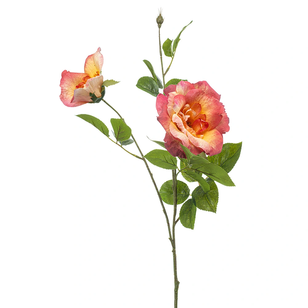 Kunstbloem Rose Liza x3 Perzik - 80 cm | Tuincentrum De Boet
